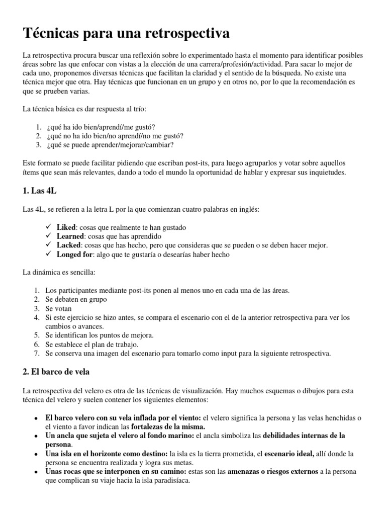 16 - Tecnicas para Retrospectiva | PDF