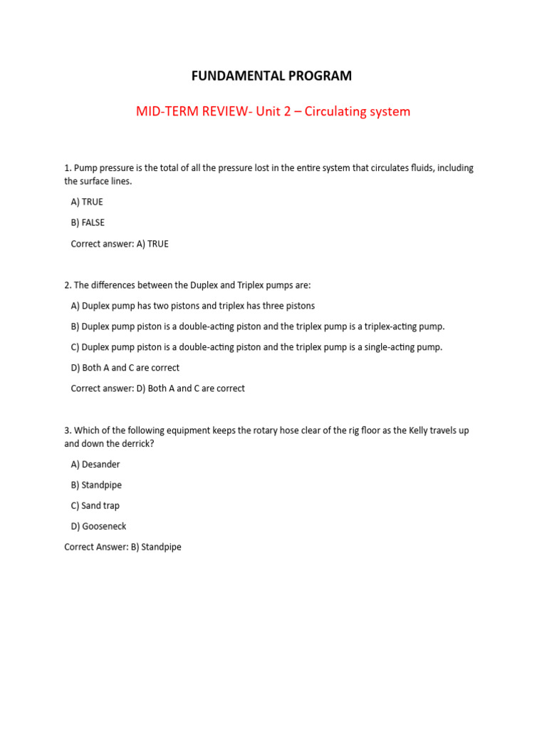 Unit 2 - Circulating System | PDF | Pump | Drilling Rig