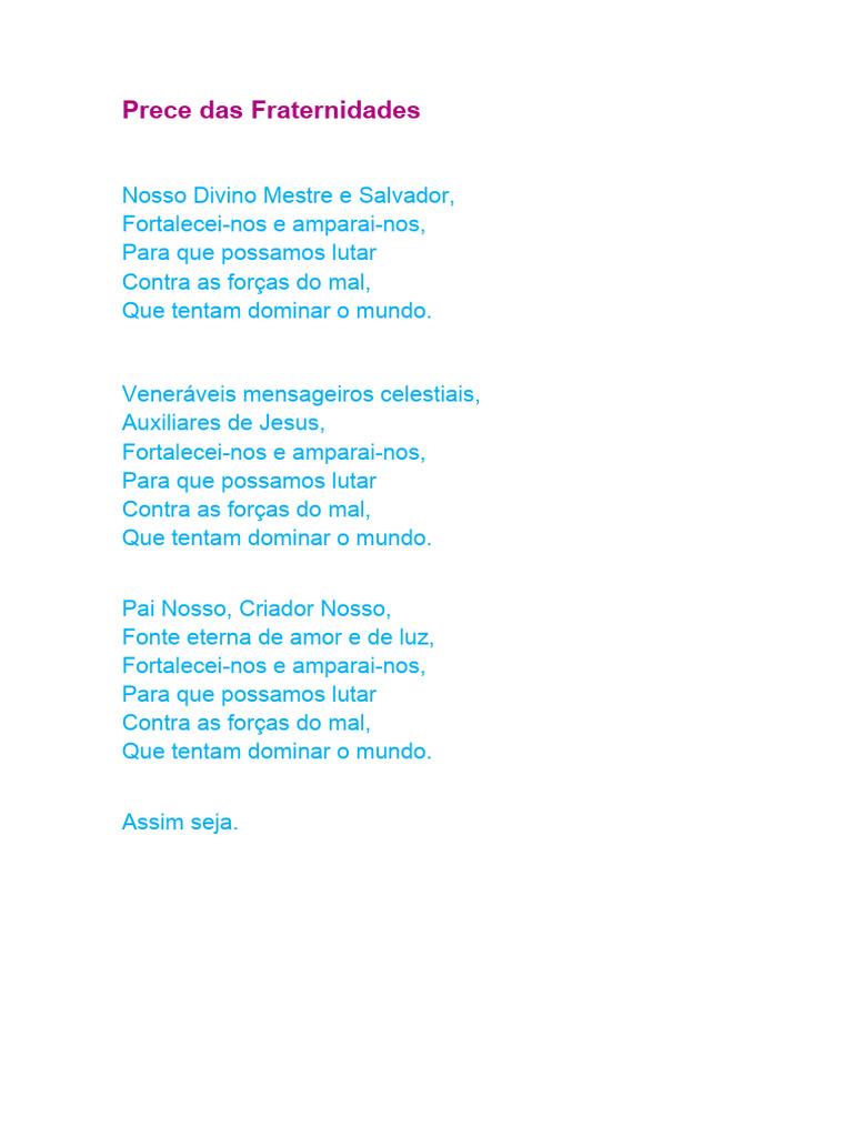 Prece Das Fraternidades | PDF