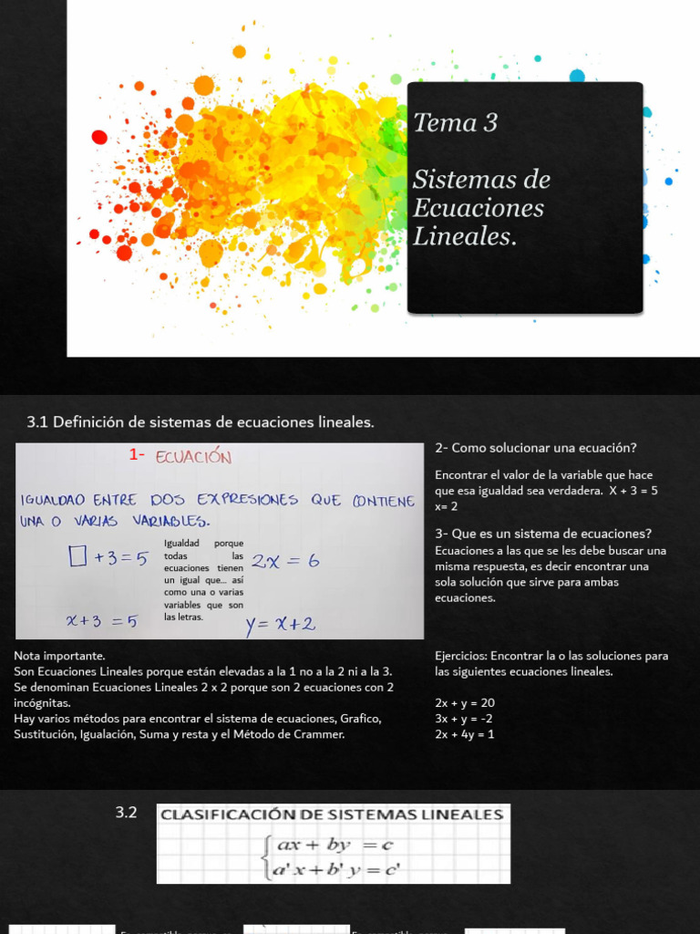 Tema 3 Ecuaciones Lineales | PDF | Ecuaciones | Sistema de ecuaciones lineales