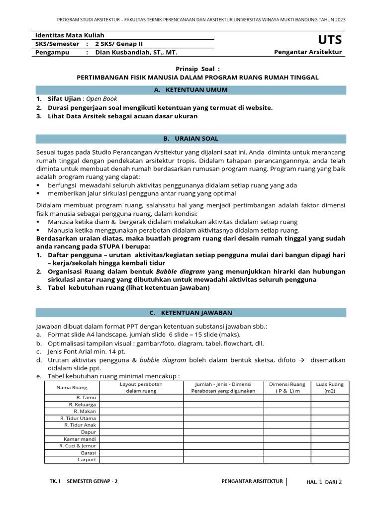 CIB 114 Soal UTS Pengantar AR 2023 | PDF