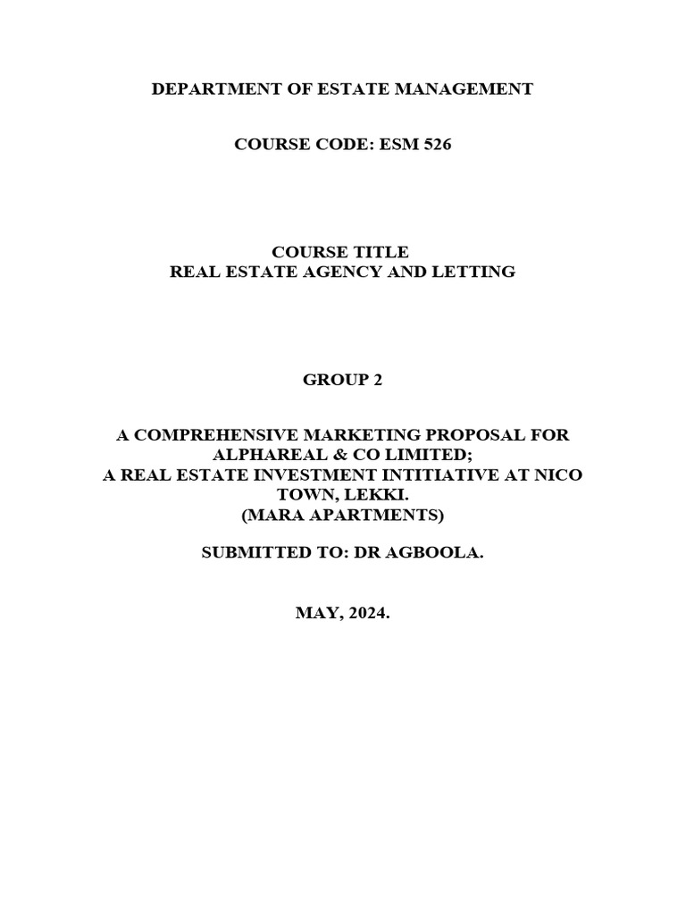 Marketing Proposal Copy | PDF | Investing | Real Estate Investing