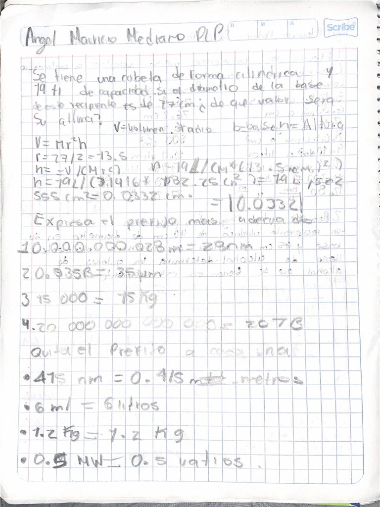 Tarea Tarea 03. - Conversion de Unidades y Prefijos Del Sistema ...