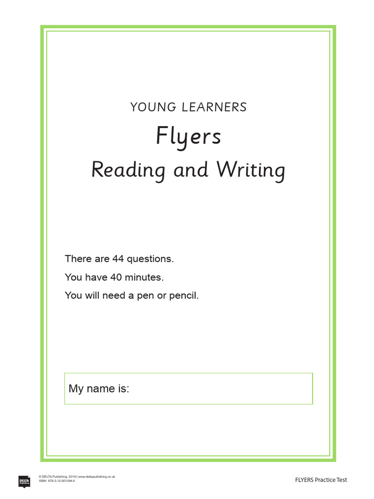 Flyers Reading and Writing Practice Test | PDF
