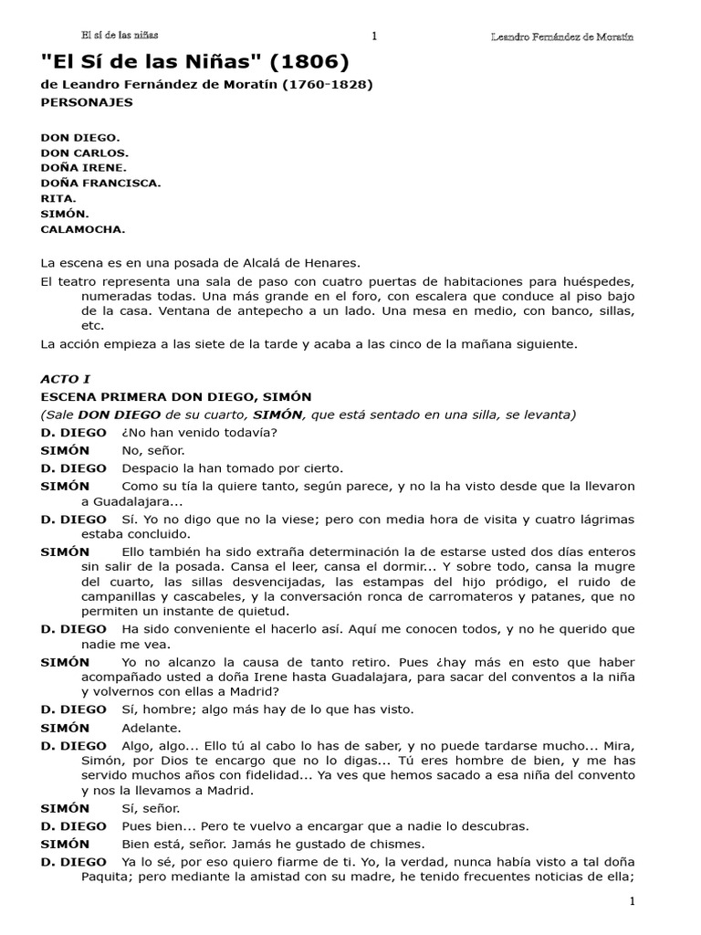 El Si de Las Ninas | PDF