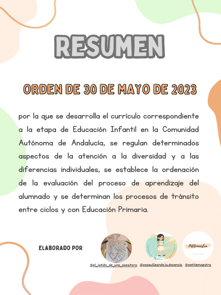 Orden 30 de Mayo 2023 | PDF | Educación de la primera infancia | Plan ...