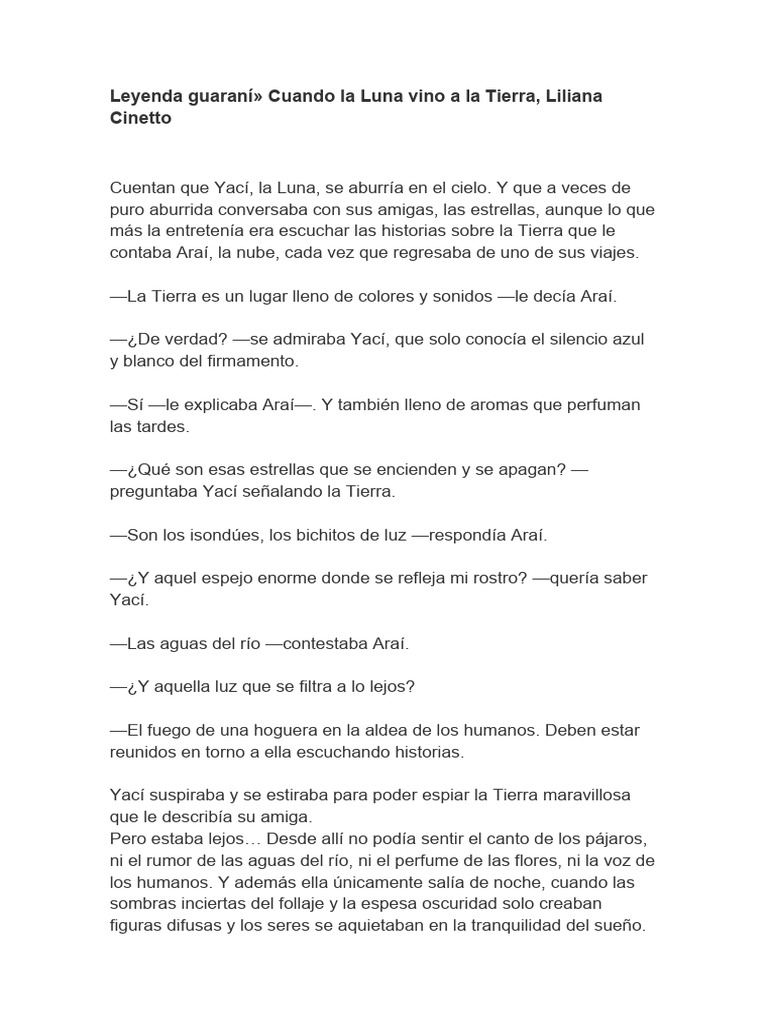 Leyenda de Yací y la yerba mate | PDF