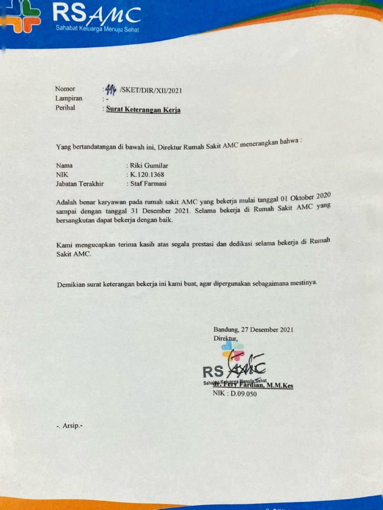 Paklaring RS AMC | PDF