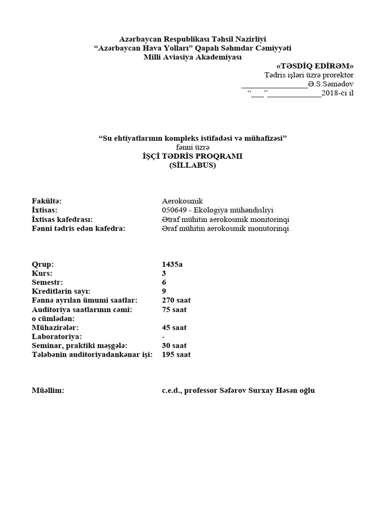 Su Eh Kom Isti Sillabus Az | PDF