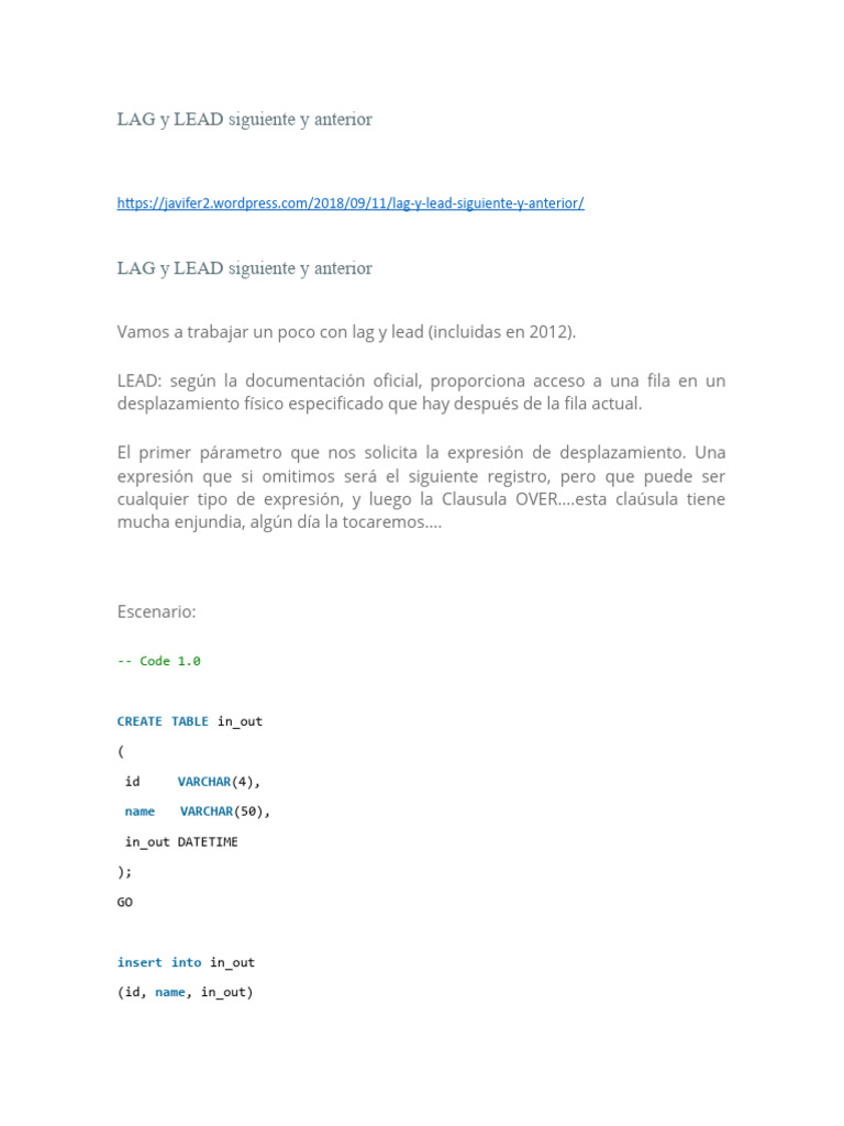 LAG y LEAD Siguiente y | Descargar gratis PDF | Informática | Gestión ... LAG y LEAD Siguiente y | Descargar gratis PDF | Informática | Gestión ...