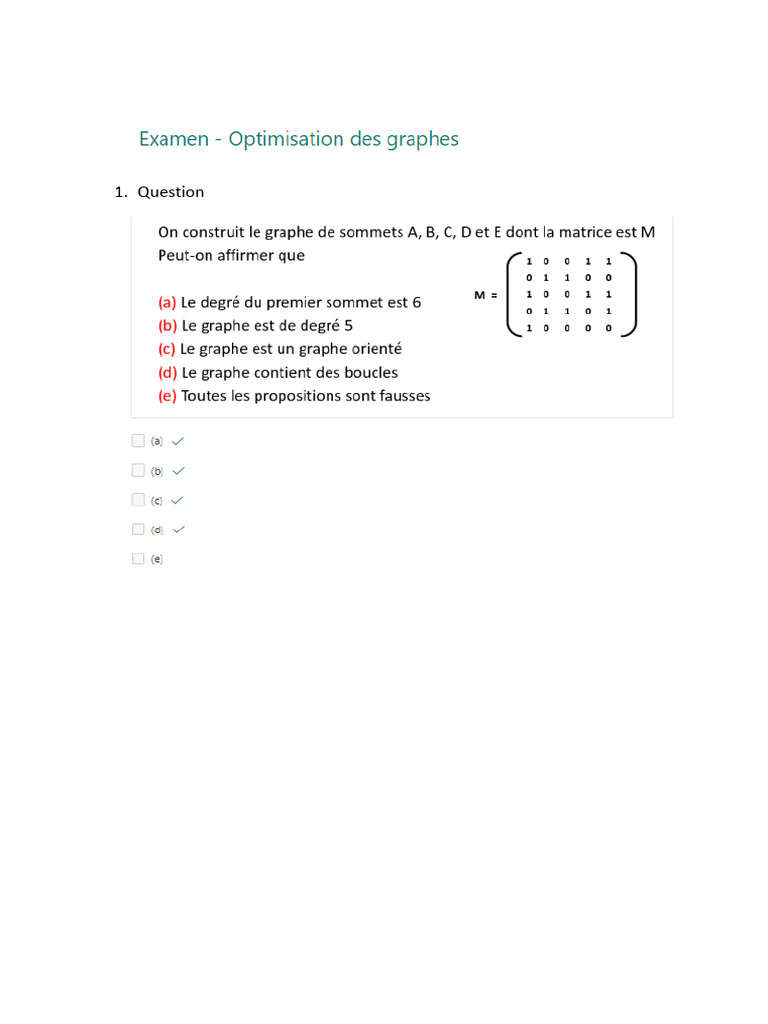 Corrigé Examen Optimisation Graphes | PDF