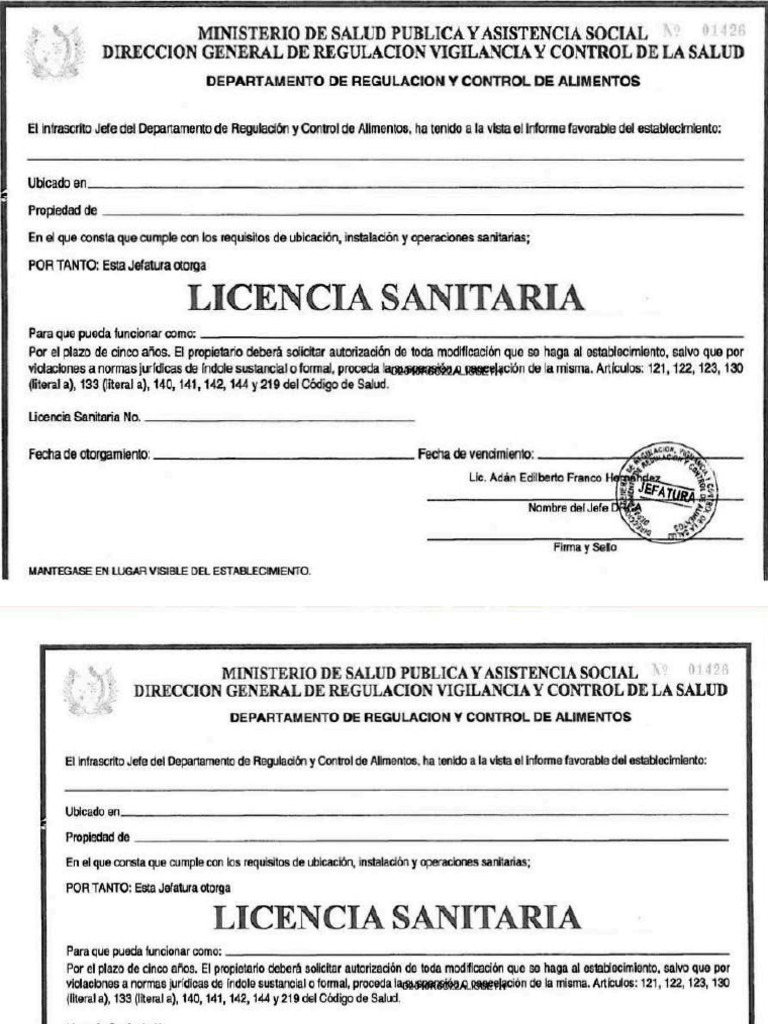 licencia sanitaria | PDF