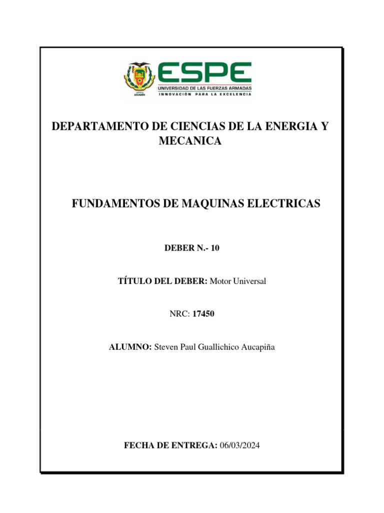 Deber 10 - Guallichico Steven | PDF | Inductor | Motores