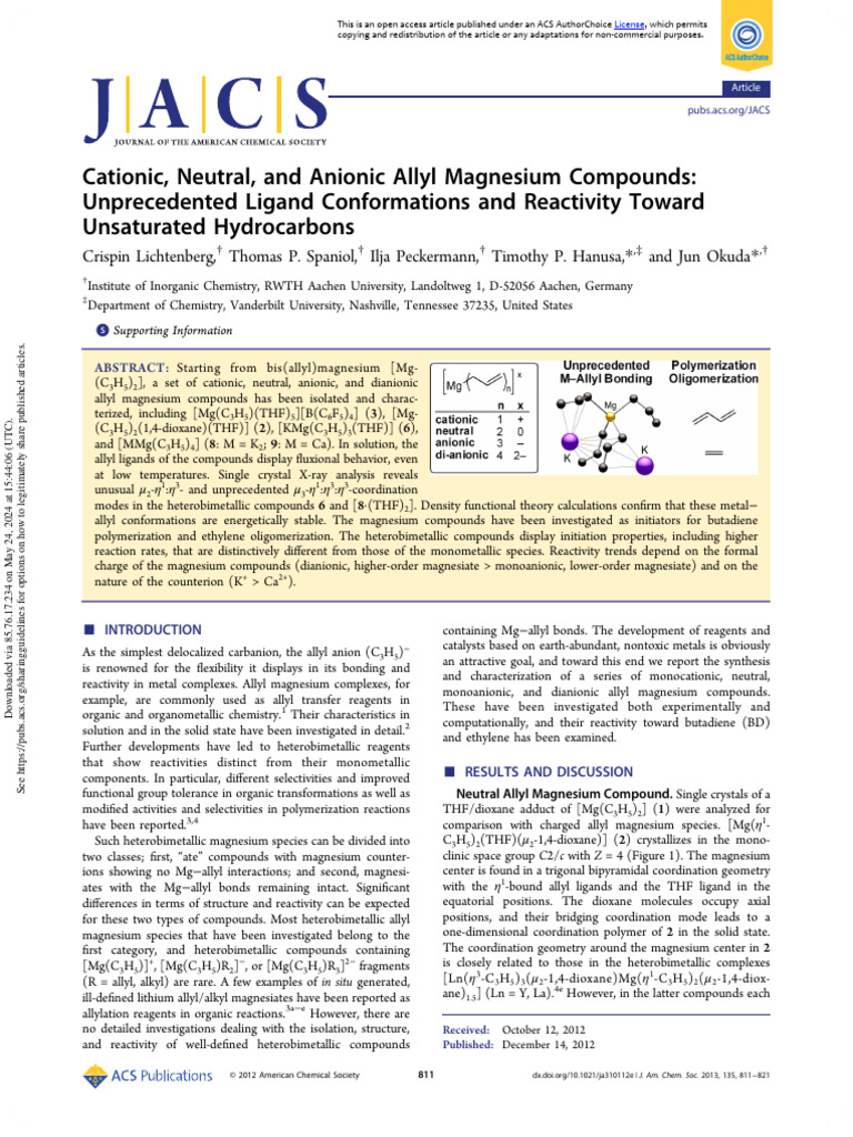 Lichtenberg Et Al 2012 Cationic Neutral and Anionic Allyl Magnesium Compounds Unprecedented ...