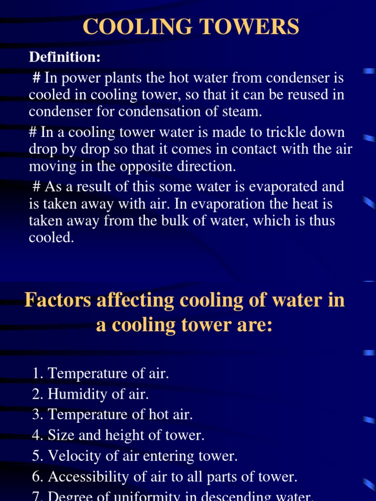 Cooling Towers: Definition: # in Power Plants The Hot Water From ...