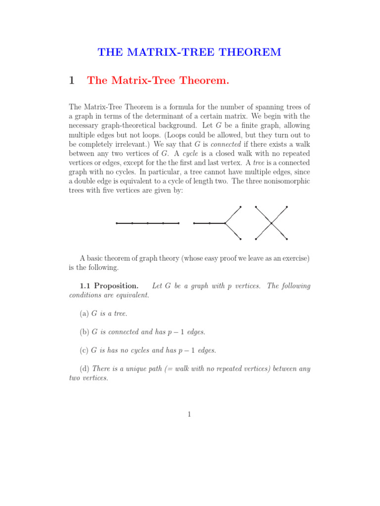 The Matrix Tree Theorem | PDF | Matrix (Mathematics) | Vertex (Graph Theory)