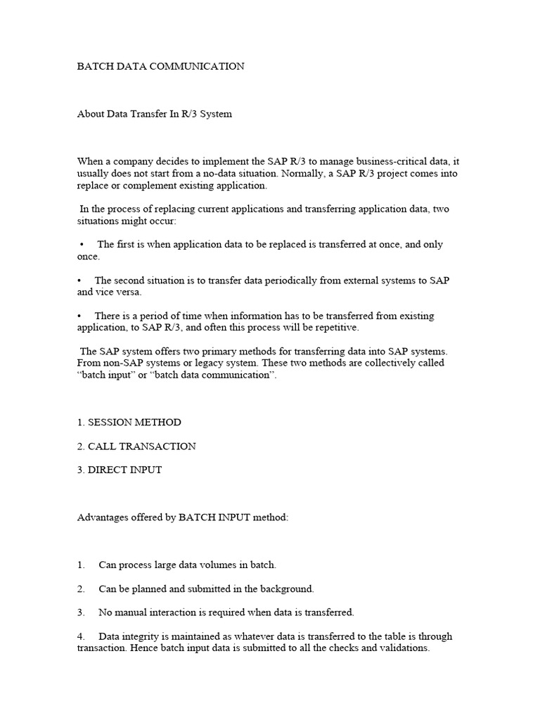 Batch Input | PDF | Database Transaction | Databases
