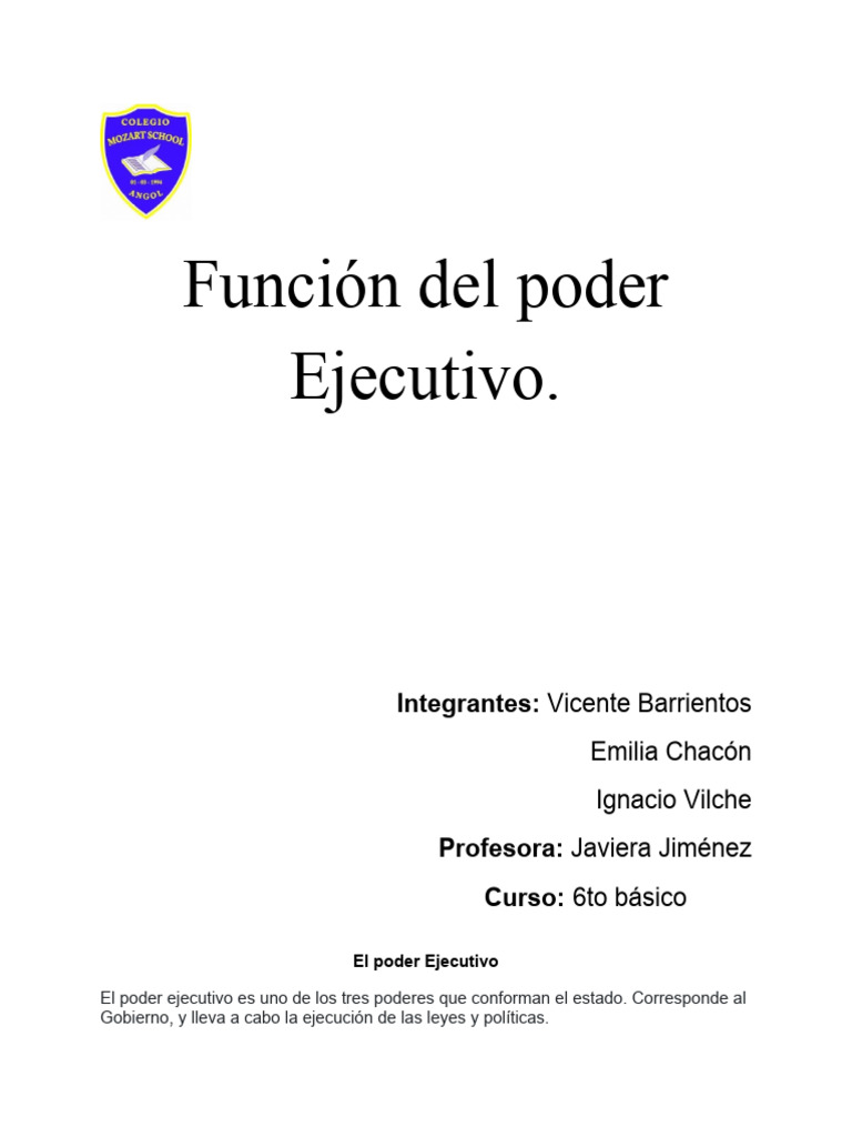 Función Del Poder Ejecutivo | PDF