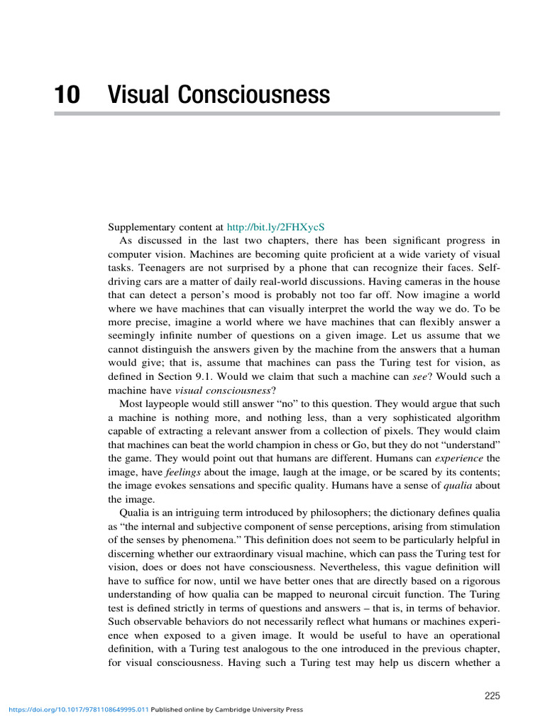 10 - Visual Consciousness | PDF | Consciousness | Perception