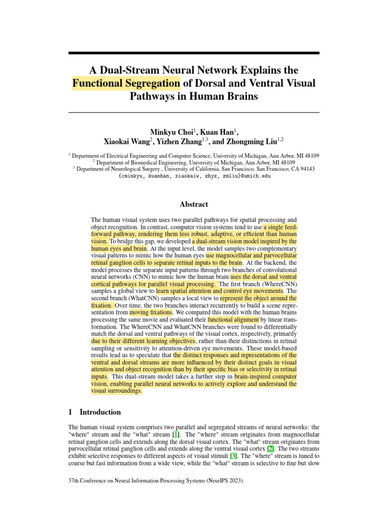 2023 A Dual Stream Neural Network Explains The Functional Segregation of Dorsal and Ventral ...