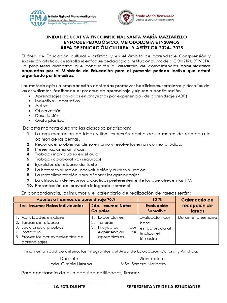 Enfoque Artístico Constructivista 2024 | PDF | Evaluación | Teoría de la educación