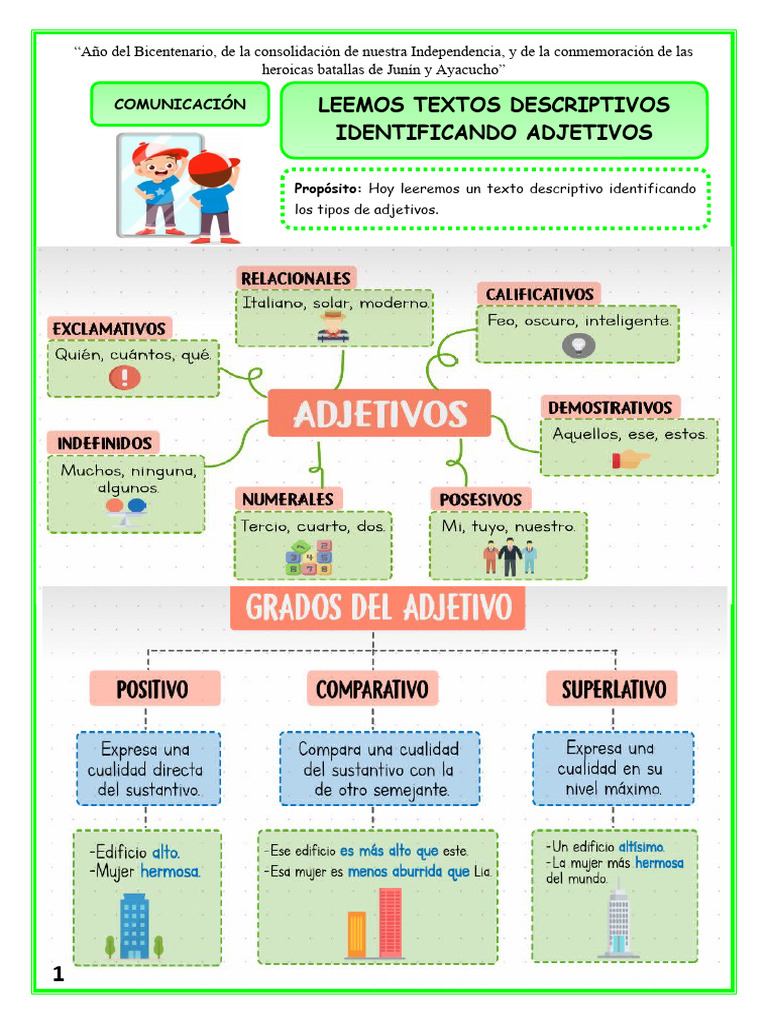 Ficha Lun Comun Leemos Textos Descriptivos Identificando Adjetivos ...