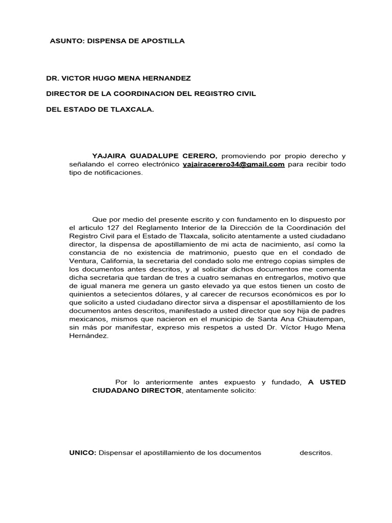 Solicitud Dispensa Apostilla | PDF