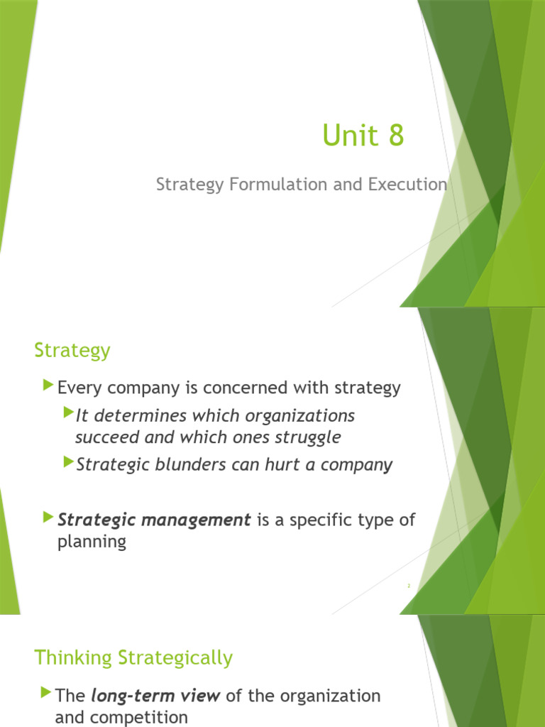 Unit 8 - Strategy Formulation and Execution | PDF | Strategic ...