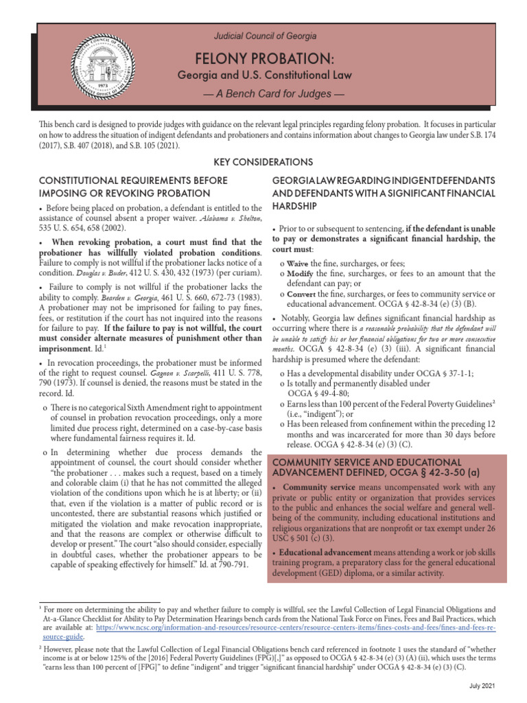 Felony Probation Georgia and U.S. Constitutional Law - July 2021 ...