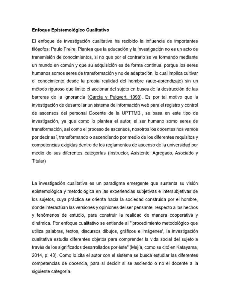 Enfoque Epistemológico Cualitativo | PDF | Realidad | Conocimiento