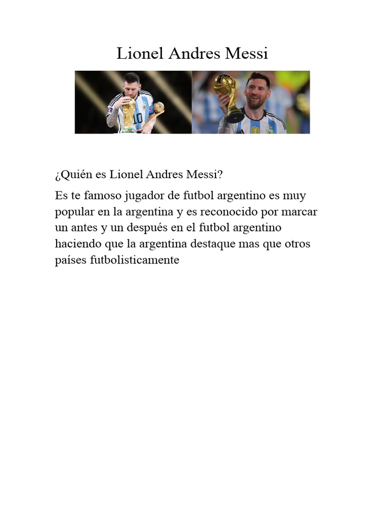 Lionel Messi: Ícono del Fútbol Argentino | PDF | Deportes y actividades ...