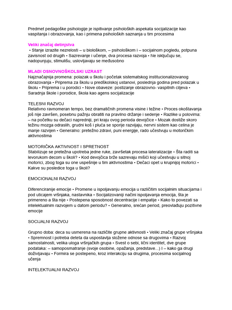 Pedagoska Psihologija Skripta | PDF