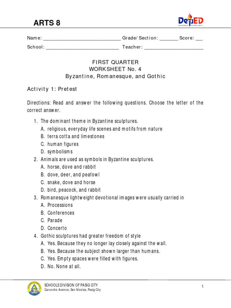 Arts 9 - Q1 - DW4 | Download Free PDF | Sculpture | Gothic Architecture