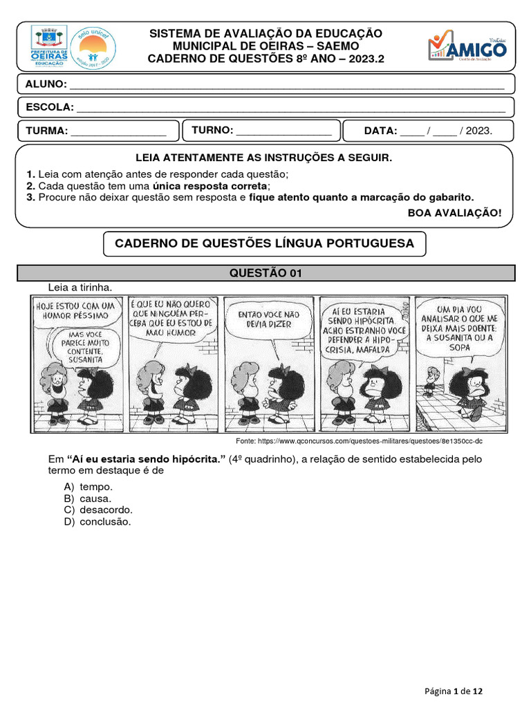 Saemo 2023.2 - 8º Ano LP - MT | PDF | Cães | Triângulo