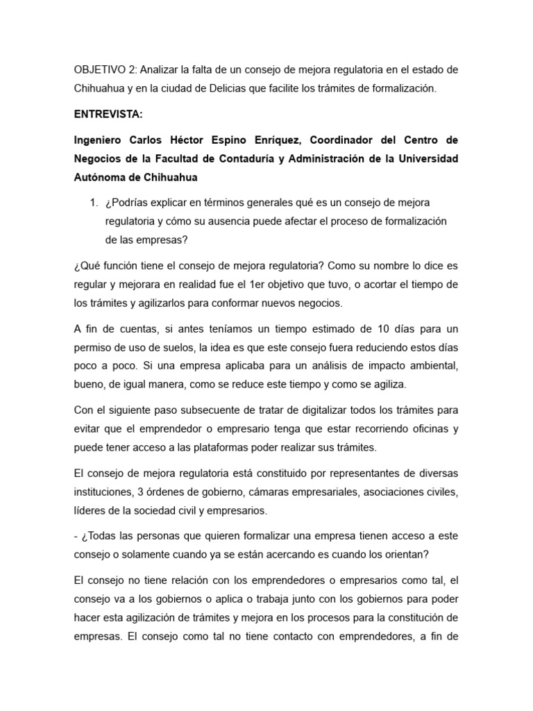 Objetivo 2 Entrevista | PDF | Iniciativa empresarial | Business