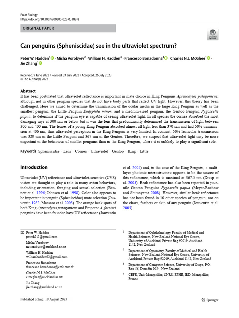 Hadden Et Al-2023-Polar Biology | PDF | Ultraviolet | Light