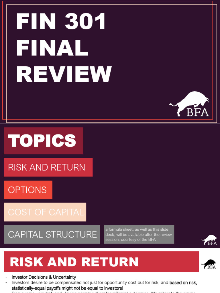 FIN 301 Risk and Return Review | PDF | Capital Asset Pricing Model ...