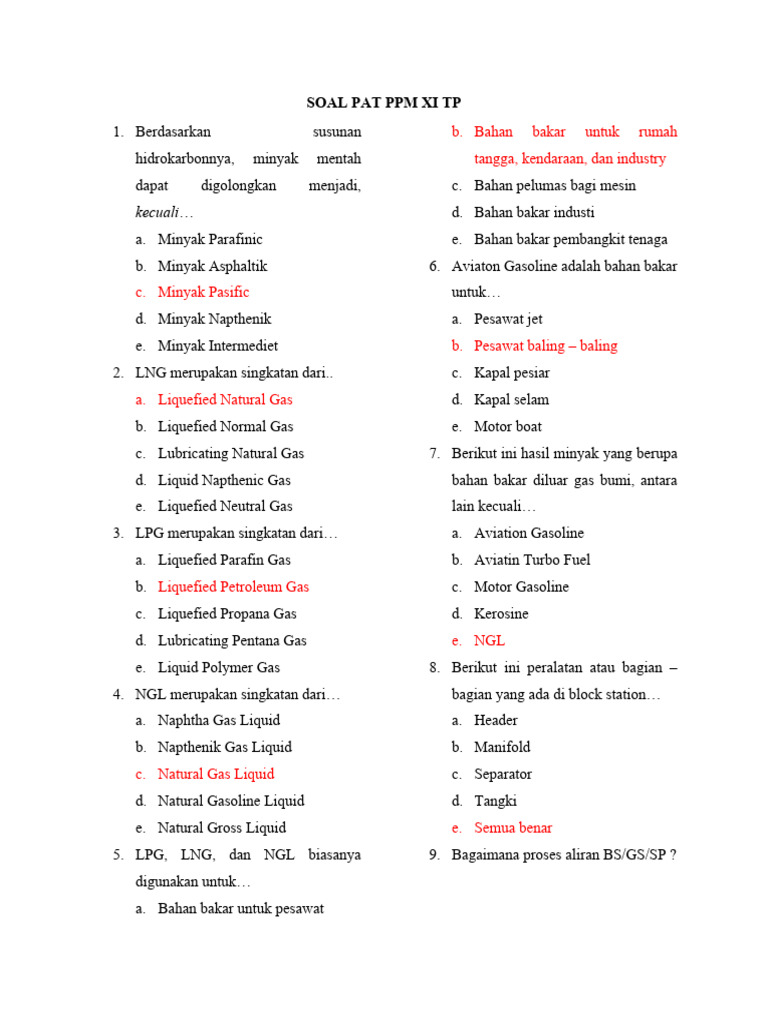 Soal PAT PPM XI: Minyak dan Gas Bumi | PDF | Teknologi & Rekayasa