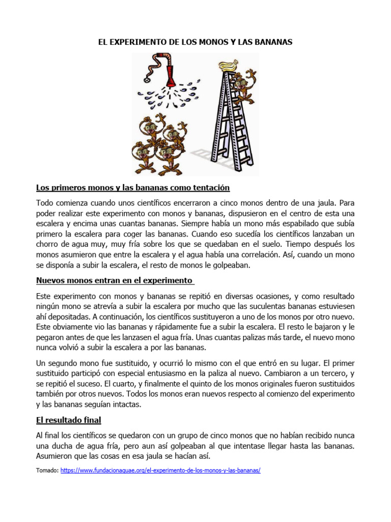 El Experimento de Los Monos y Las Bananas | PDF
