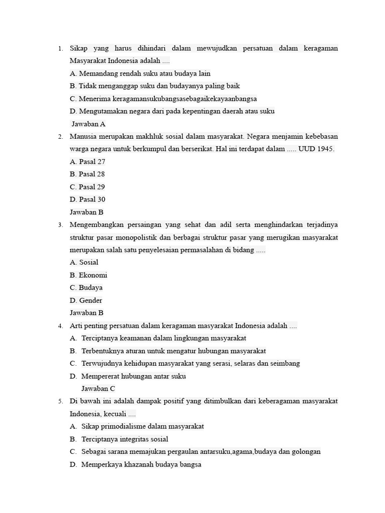 Sikap Yang Harus Dihindari Dalam Mewujudkan Persatuan Dalam Keragaman ...