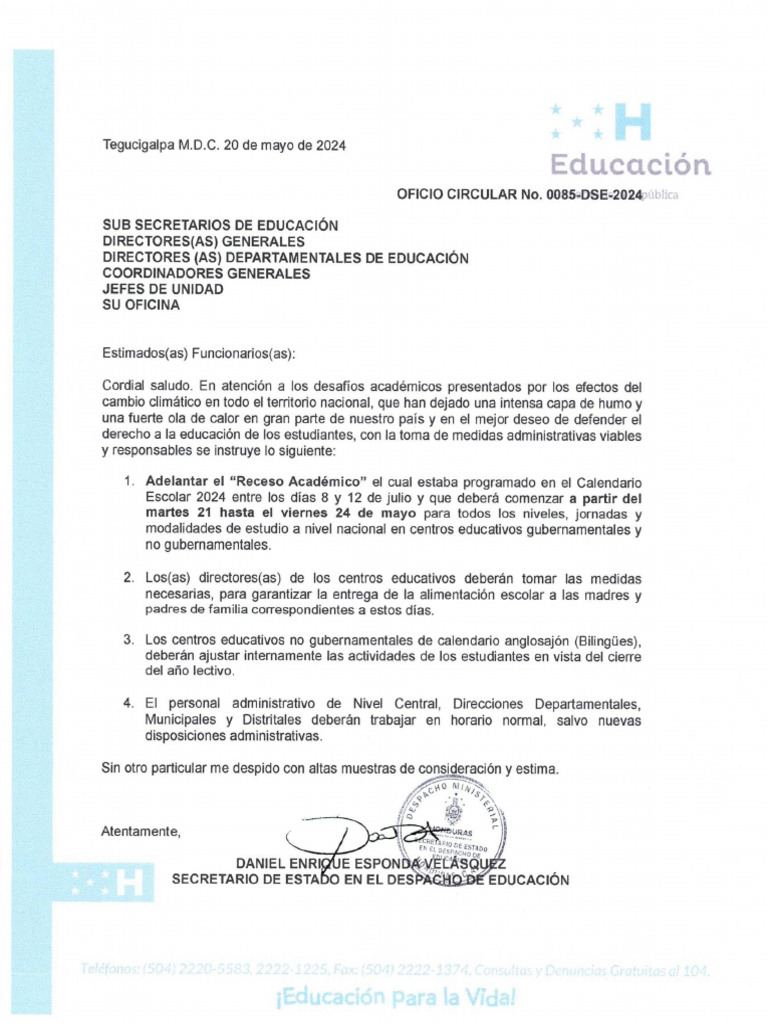 Oficio Circular No. 0085-DSE-2024 V4_0001 | PDF Oficio Circular No. 0085-DSE-2024 V4_0001 | PDF