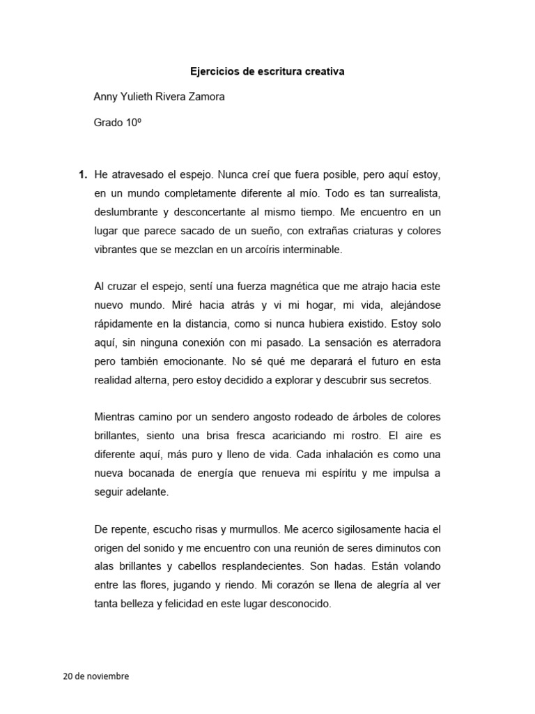 Ejercicios de Escritura Creativa | PDF