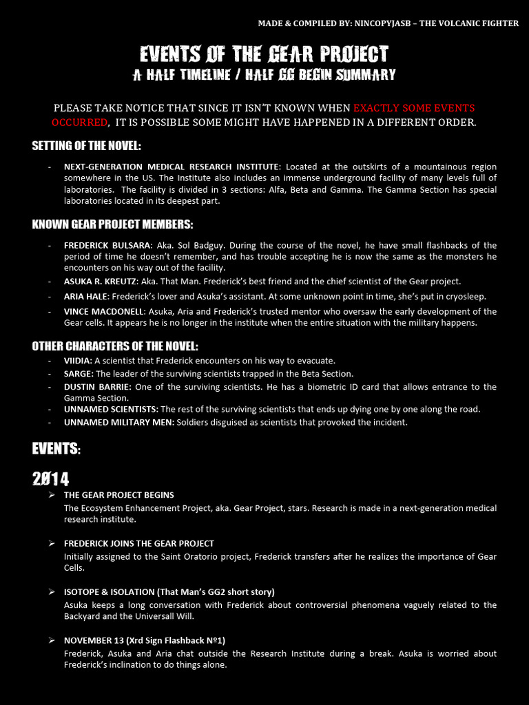 Gear Project Events Timeline Summary | PDF
