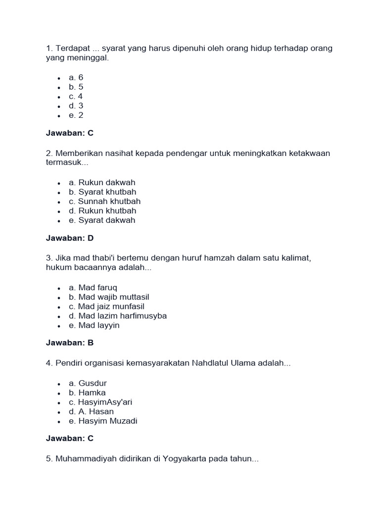 Sele Sele Soal Agama Kelas XI | PDF