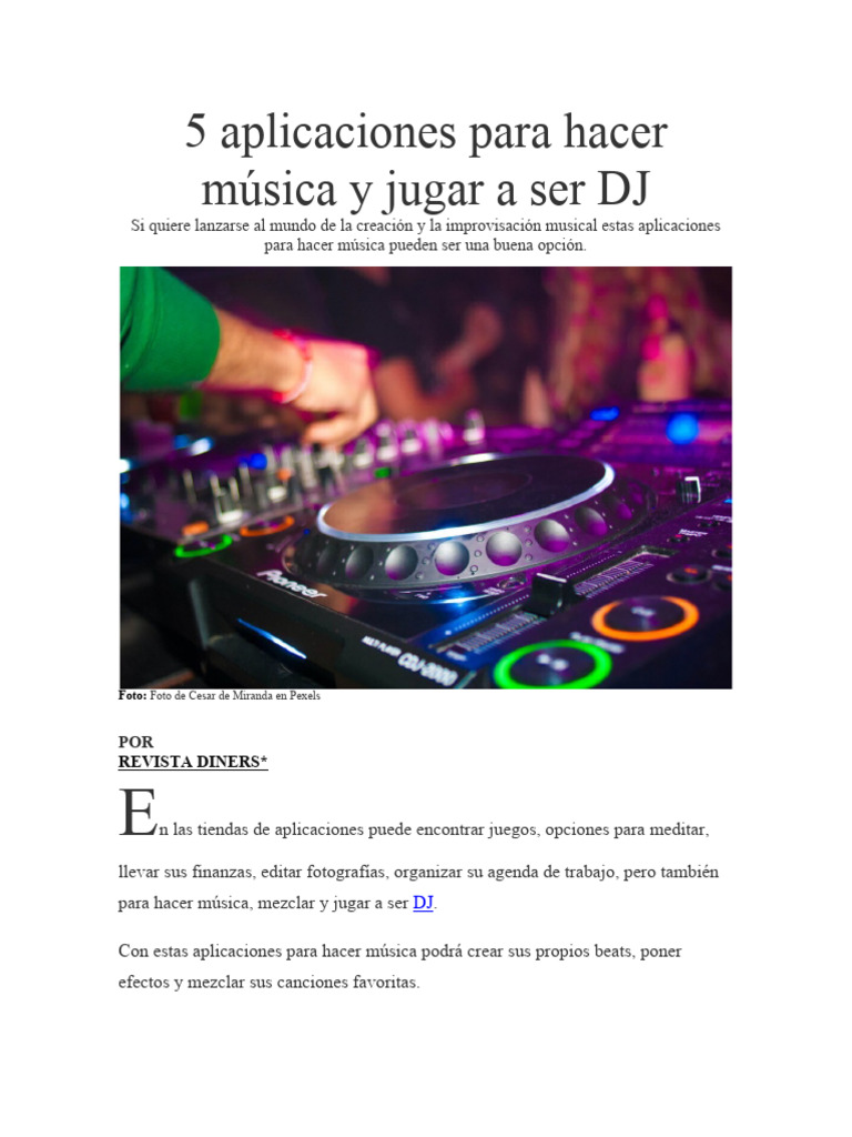 Apps para Crear Música y Ser DJ | PDF | Disc jockey | Software de la ...