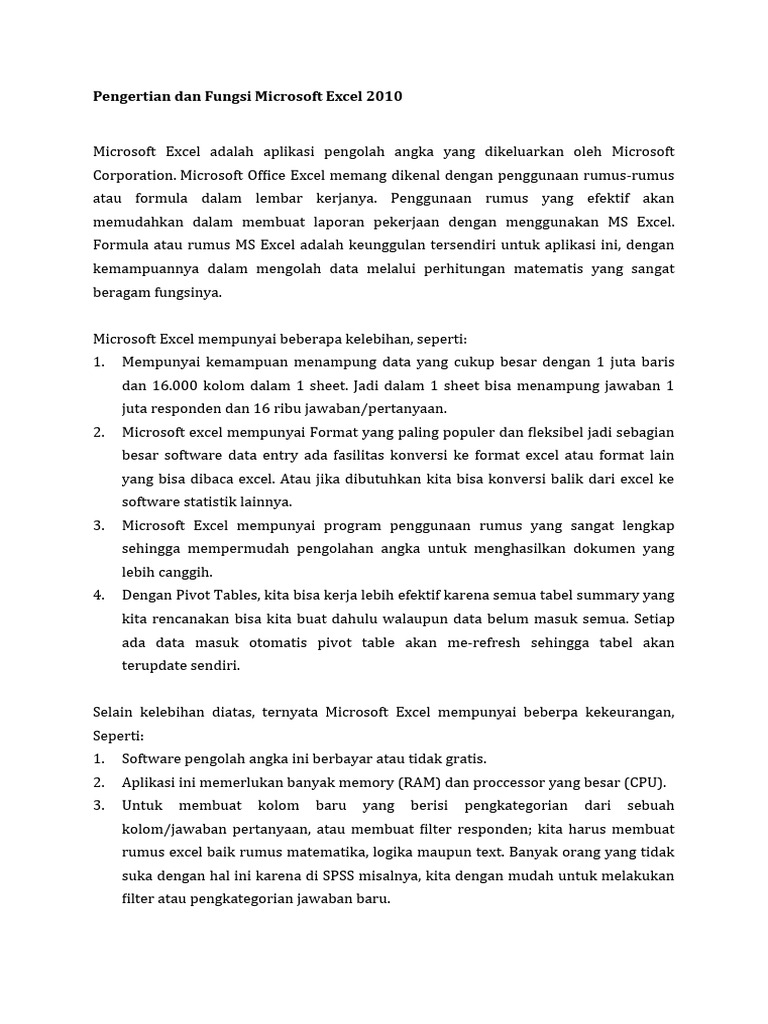 Panduan Dasar Microsoft Excel 2010 | PDF