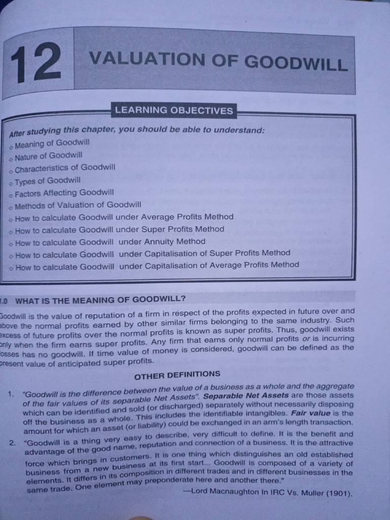 Valuation of Goodwill | PDF