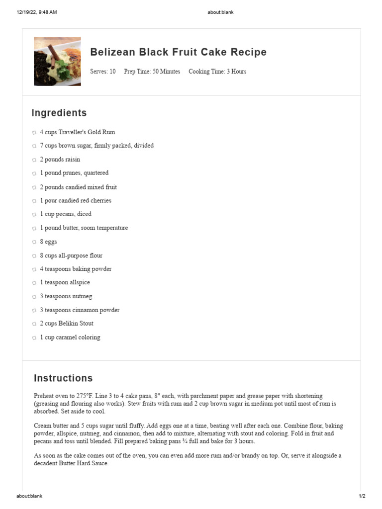 Black Cake Recipe | PDF | Cakes | Butter