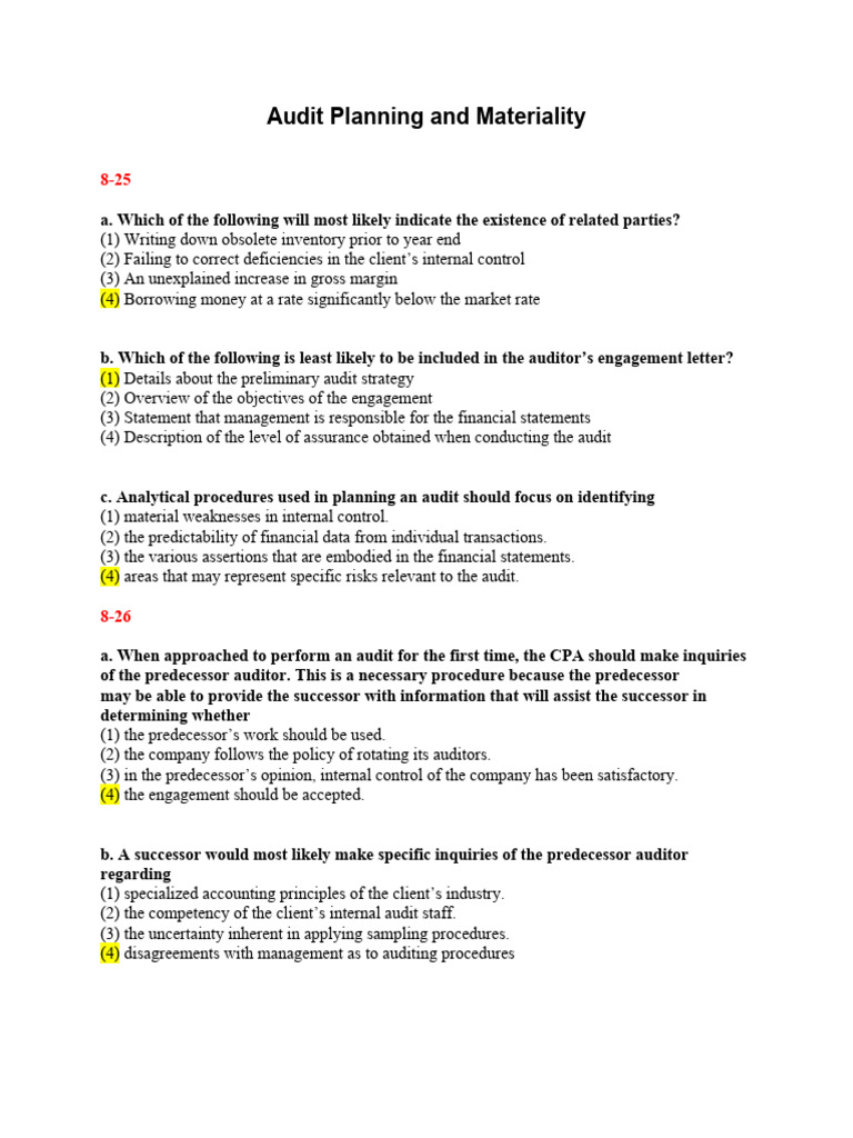 Exercises - Solution | Download Free PDF | Financial Audit | Audit