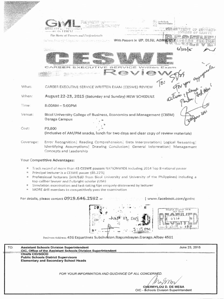 Career Executive Service Written Exam CESWE Review | PDF